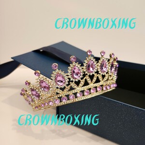 Purple Rhinestone Tiara and Crown Crystal Prom Hair Accessories Bride ...