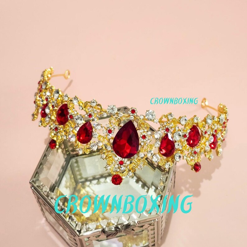 Red Tiara, Queen Red Crown,victorian Tiara, Bridal Headband, Princess ...