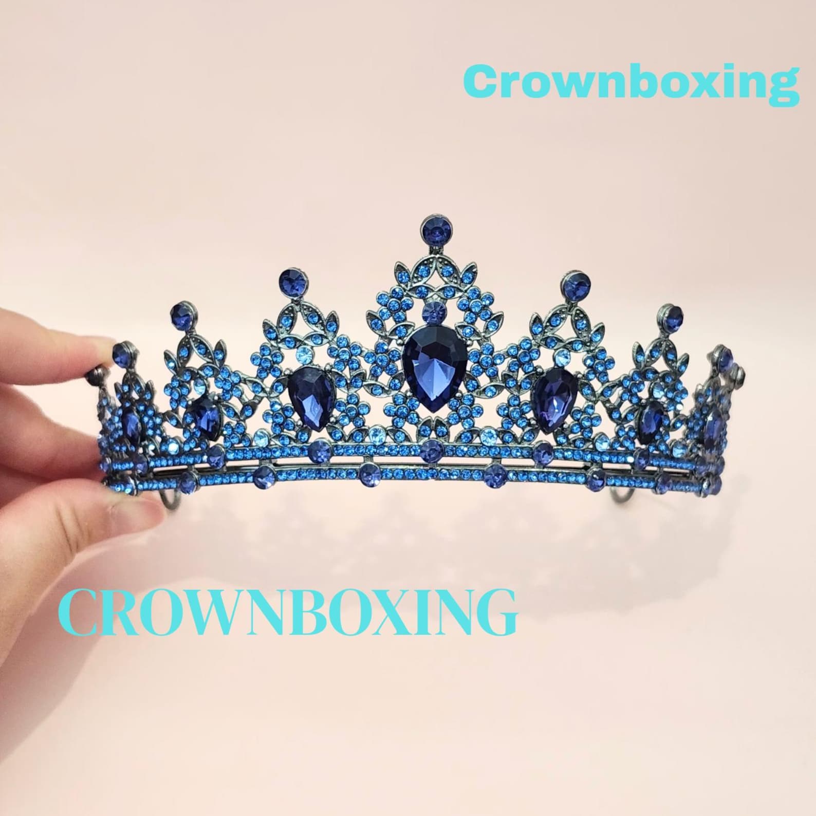 Blue Crystal Tiara Bridal Crown Blue Crystal Tiara Princess Headpiece ...