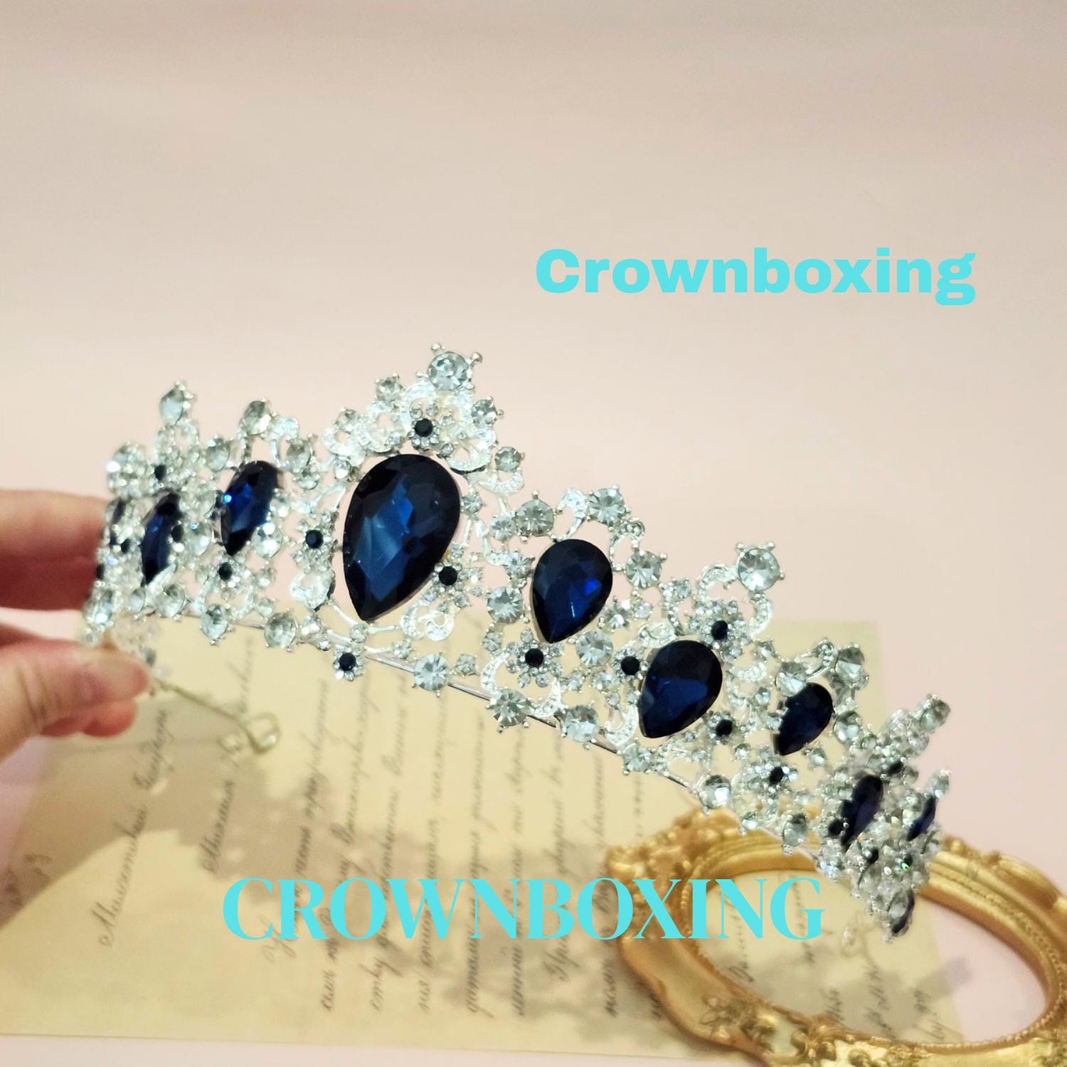 Vintage Blue Wedding Bride Tiara, Crystal Bridal Hairpiece, Royal Queen ...