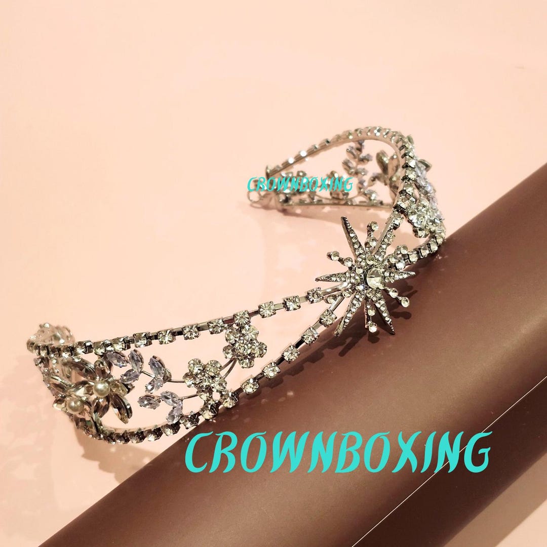 Silver Star Tiara, Quinceanera Queen Crystal Headpiece, Wedding Floral ...