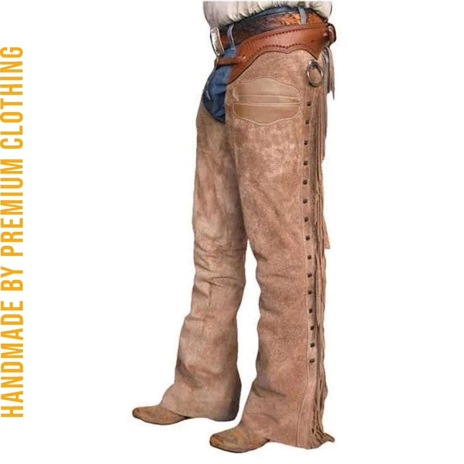 Native American Cowboy Style Handmade Buckskin Suede Leather Pant Rodeo ...