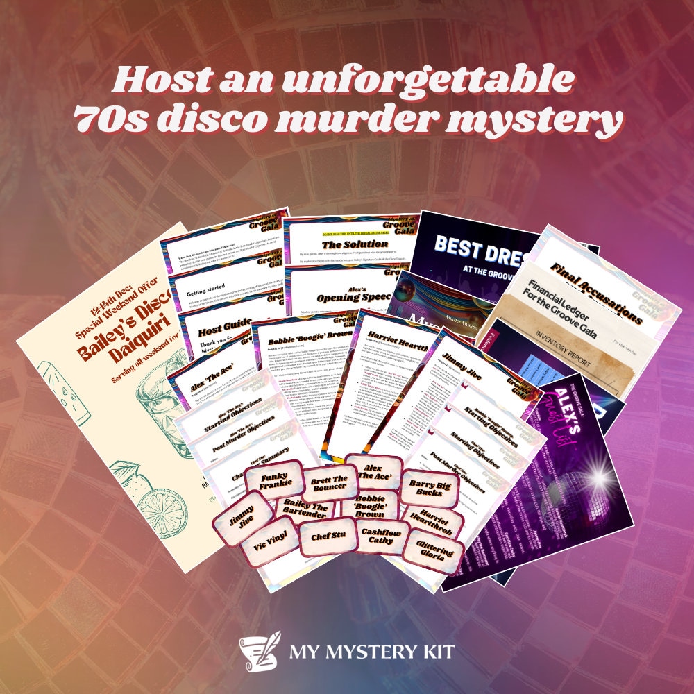 Personalized Murder Mystery Game | 8-12 Adults | 70s Disco Theme ...