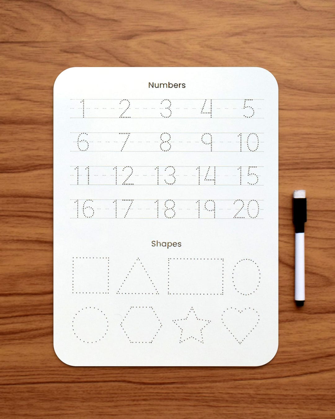 Number and Shape Tracing Dry Erase White Board for Kids Learn to Write ...
