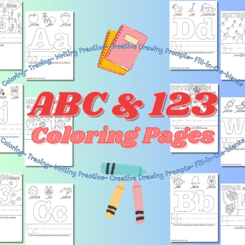 Learn Your Abcs & 123s Coloring Pages Printable Interactive Worksheets ...
