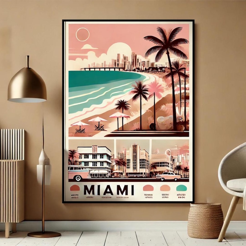Miami Poster, Miami Travel Print, Minimalist Travel Print, USA Poster ...