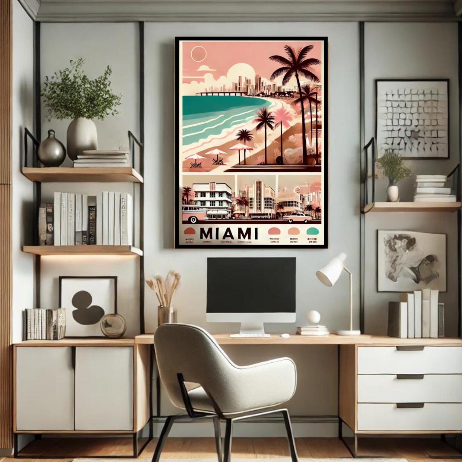 Miami Poster, Miami Travel Print, Minimalist Travel Print, USA Poster ...