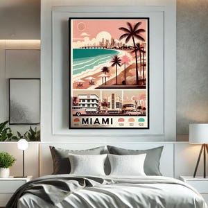 Miami Poster, Miami Travel Print, Minimalist Travel Print, USA Poster ...