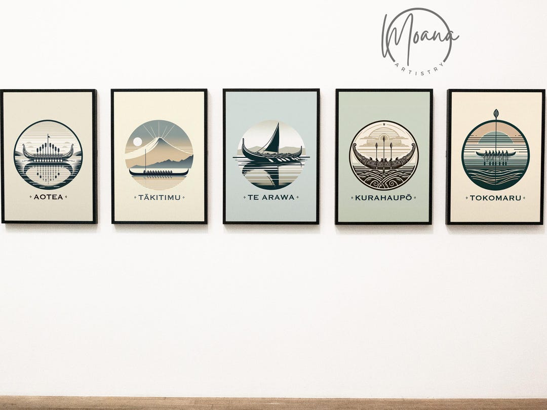 Māori Canoe Waka Art Collection Traditional Māori Illustrations ...