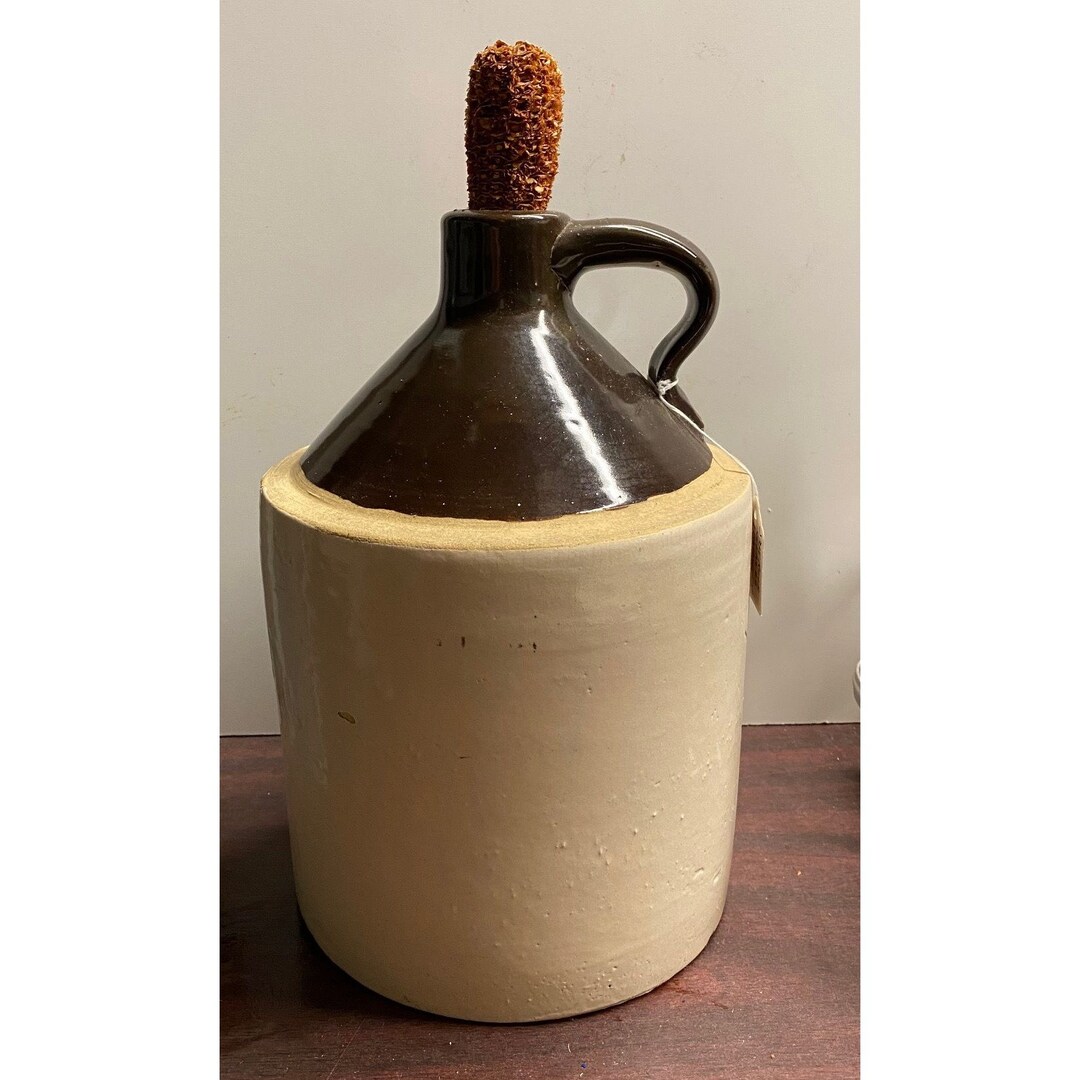 Vintage One Gallon Salt Glaze Moonshine Whiskey Jug With Corn Cob ...