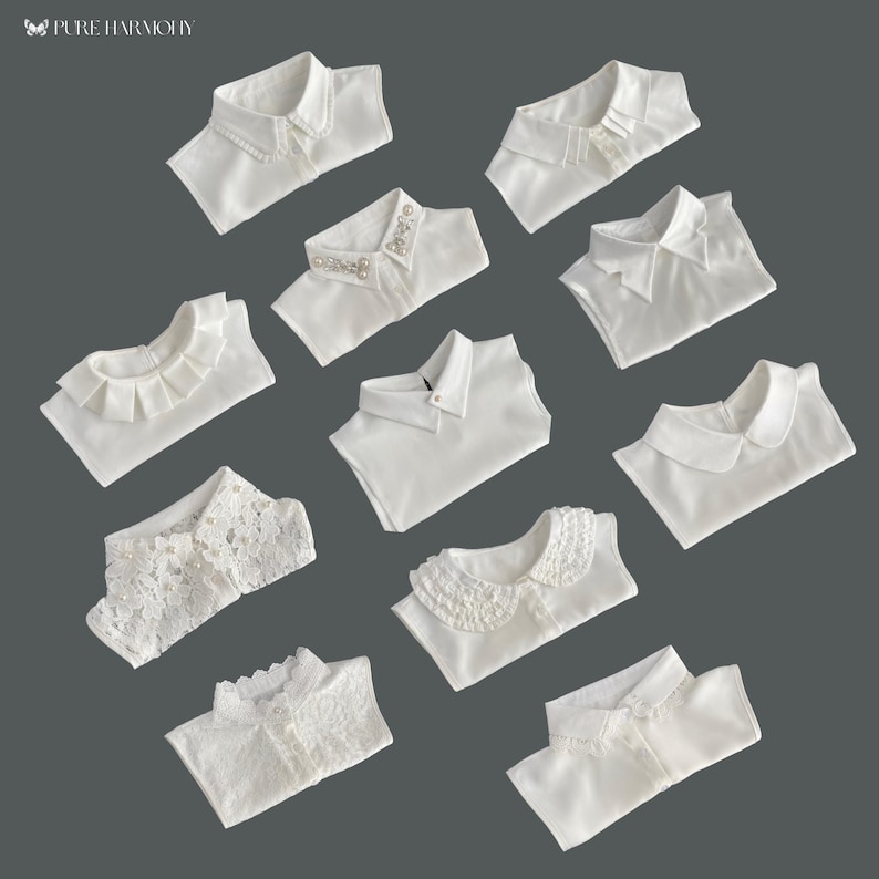 Chic White Collar Dickey With Rhinestones and Pearls | Detachable Shirt ...