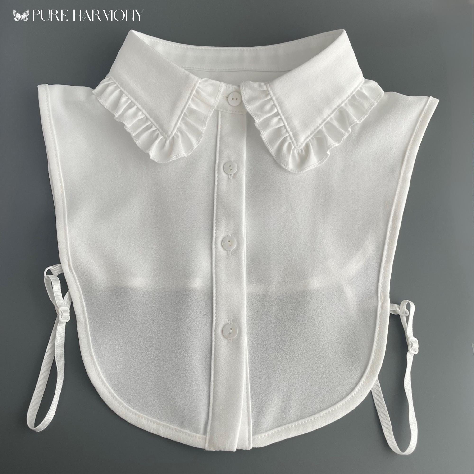 Detachable Ruffle Edge Collar | Chic White Collar Dickey | Elegant ...