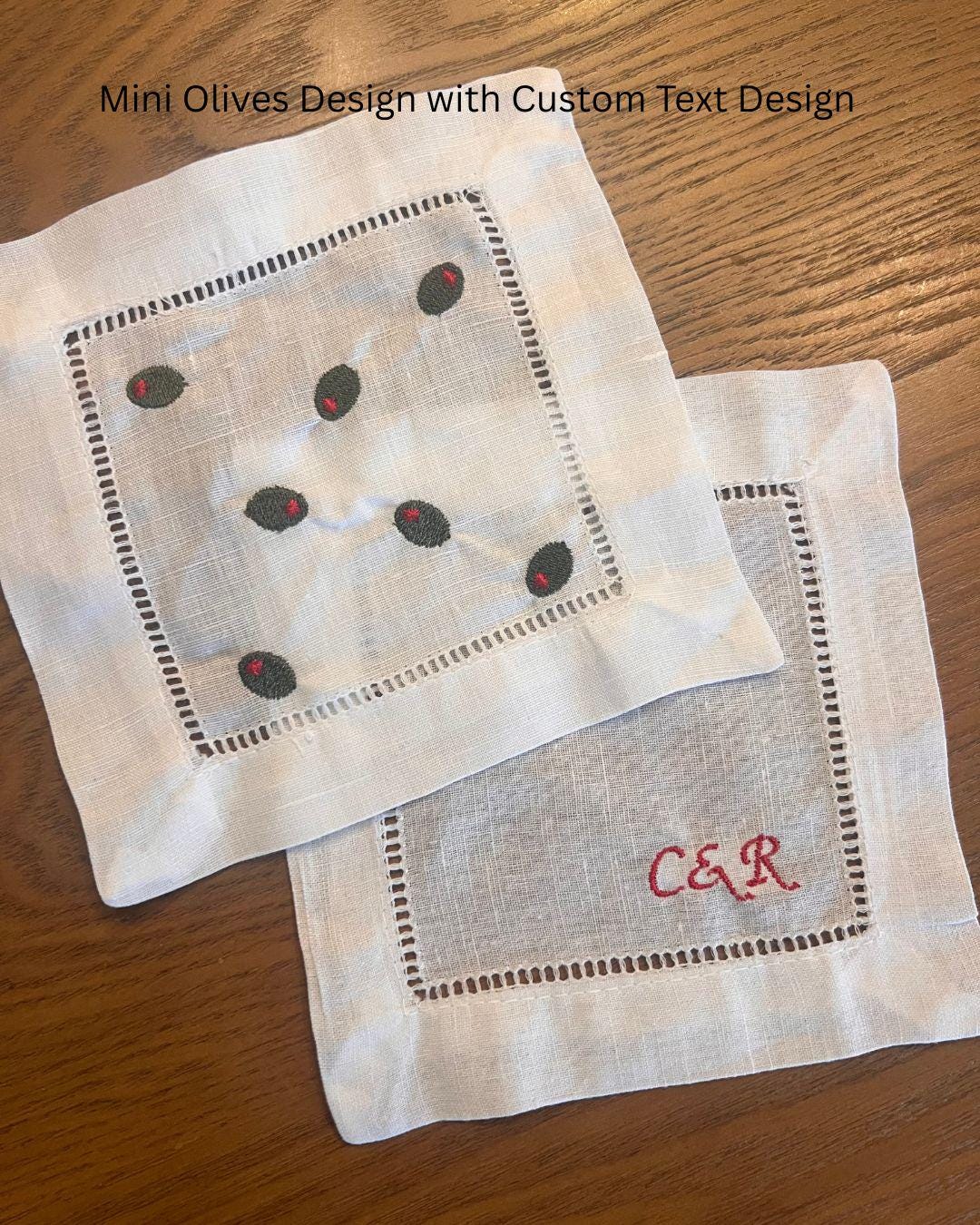 Custom Embroidered Linen Cocktail Napkins – Personalized Gift Set of 2 ...