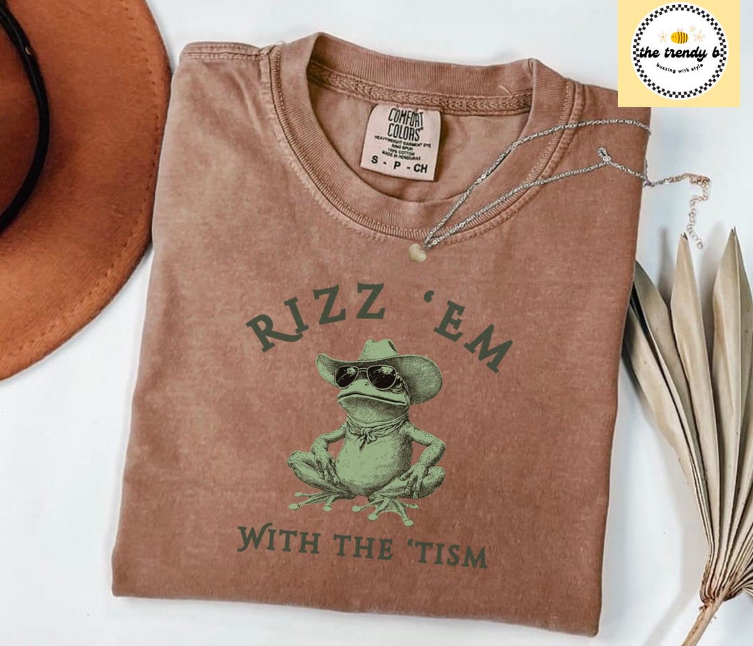 Rizz Em With the Tism Comfort Colors® Tshirt, Western Cowboy Frog Tee ...