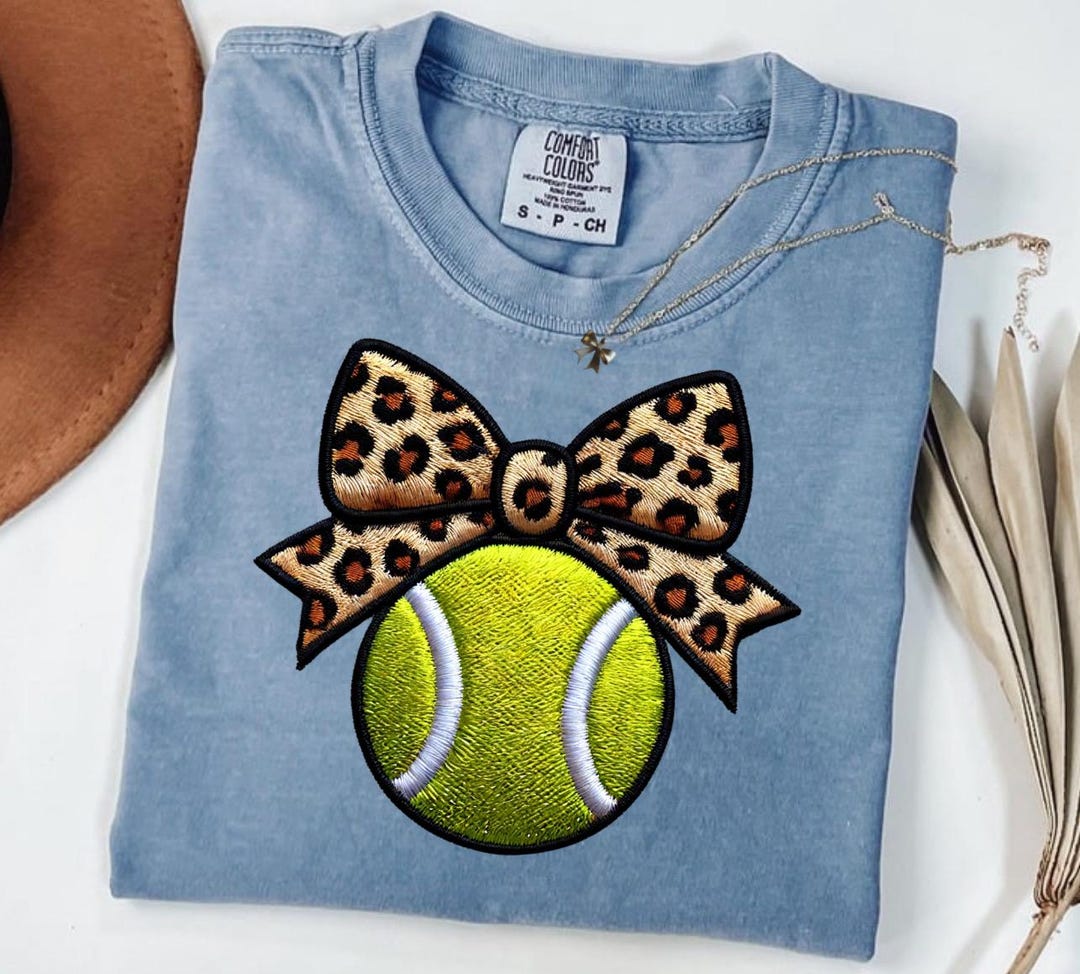 Faux Embroidery Tennis Ball Bow PNG, Cute Leopard Print Ribbon ...