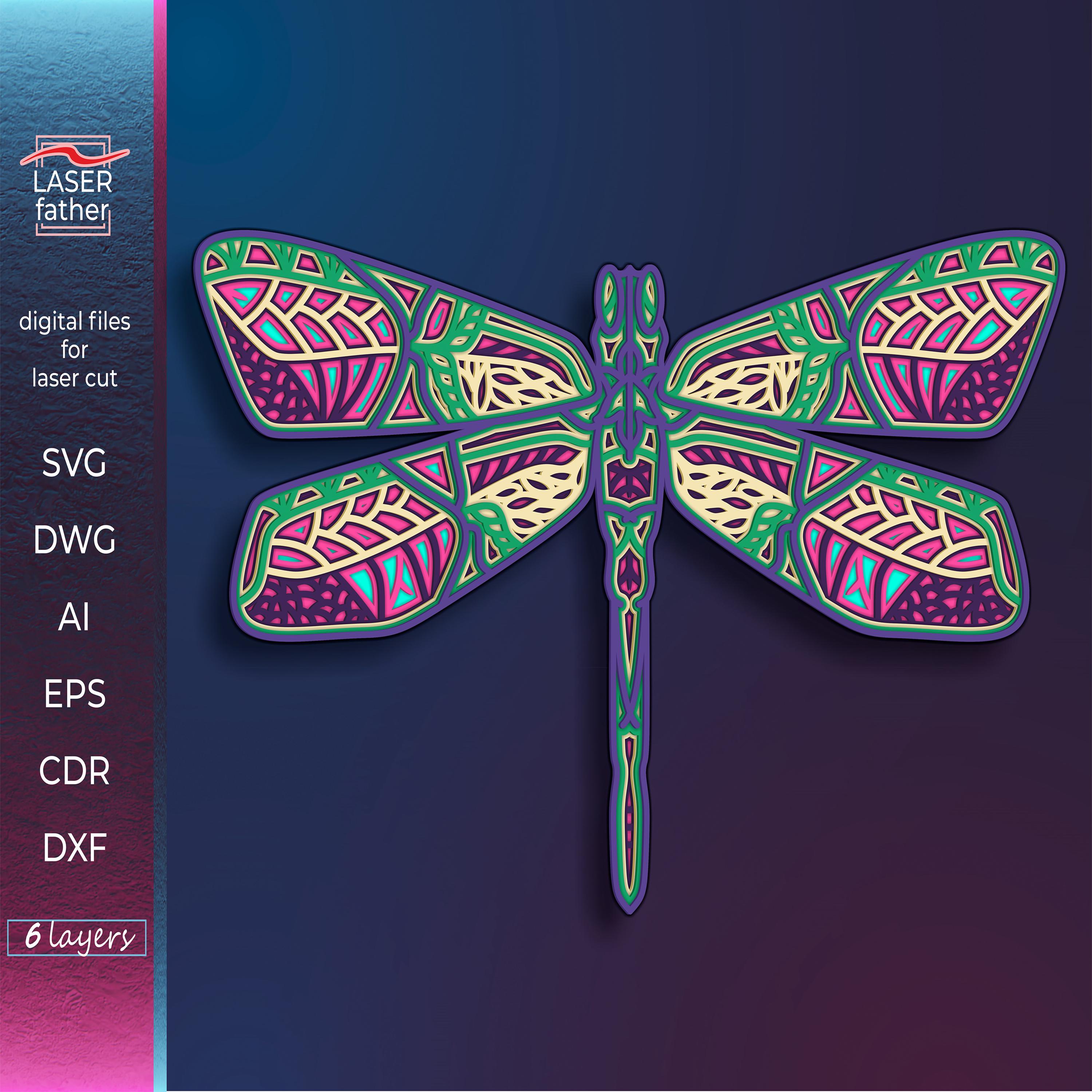 Dragonfly DXF, 6 Layer, Insect SVG, Laser Cutting Project, Cricut, CNC ...