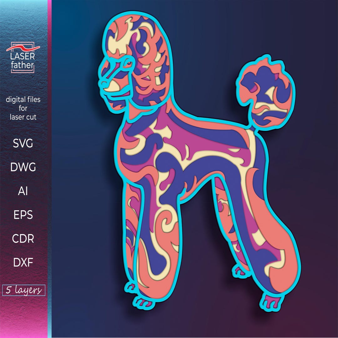 Poodle 3D SVG, Vector Laser Cut, Layered Dog, Animal Silhouette, Cricut ...