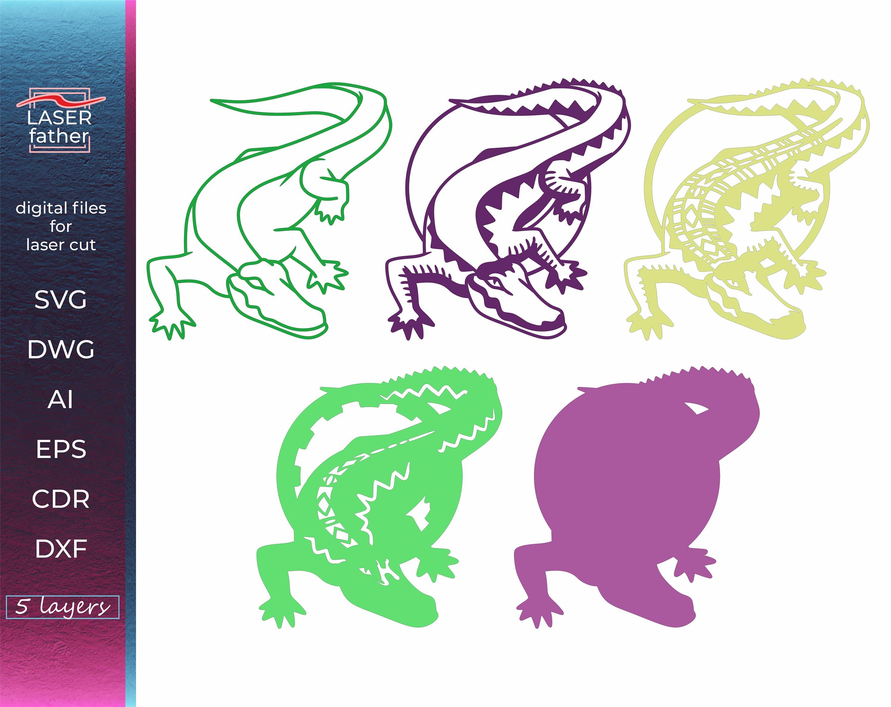 Alligator DXF, Crocodile SVG, Animal Laser Cut, Reptile Art, Instant ...