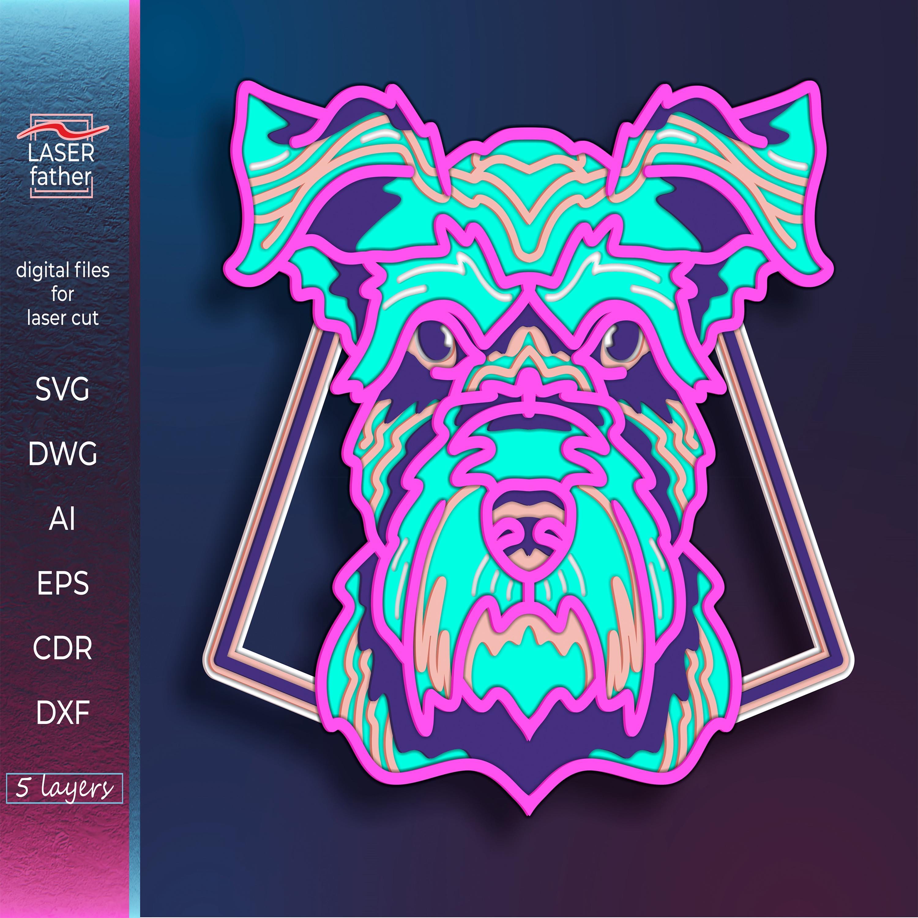 Dog Head SVG, 3D Multilayer Craft, Laser Ready Design, Glowforge ...