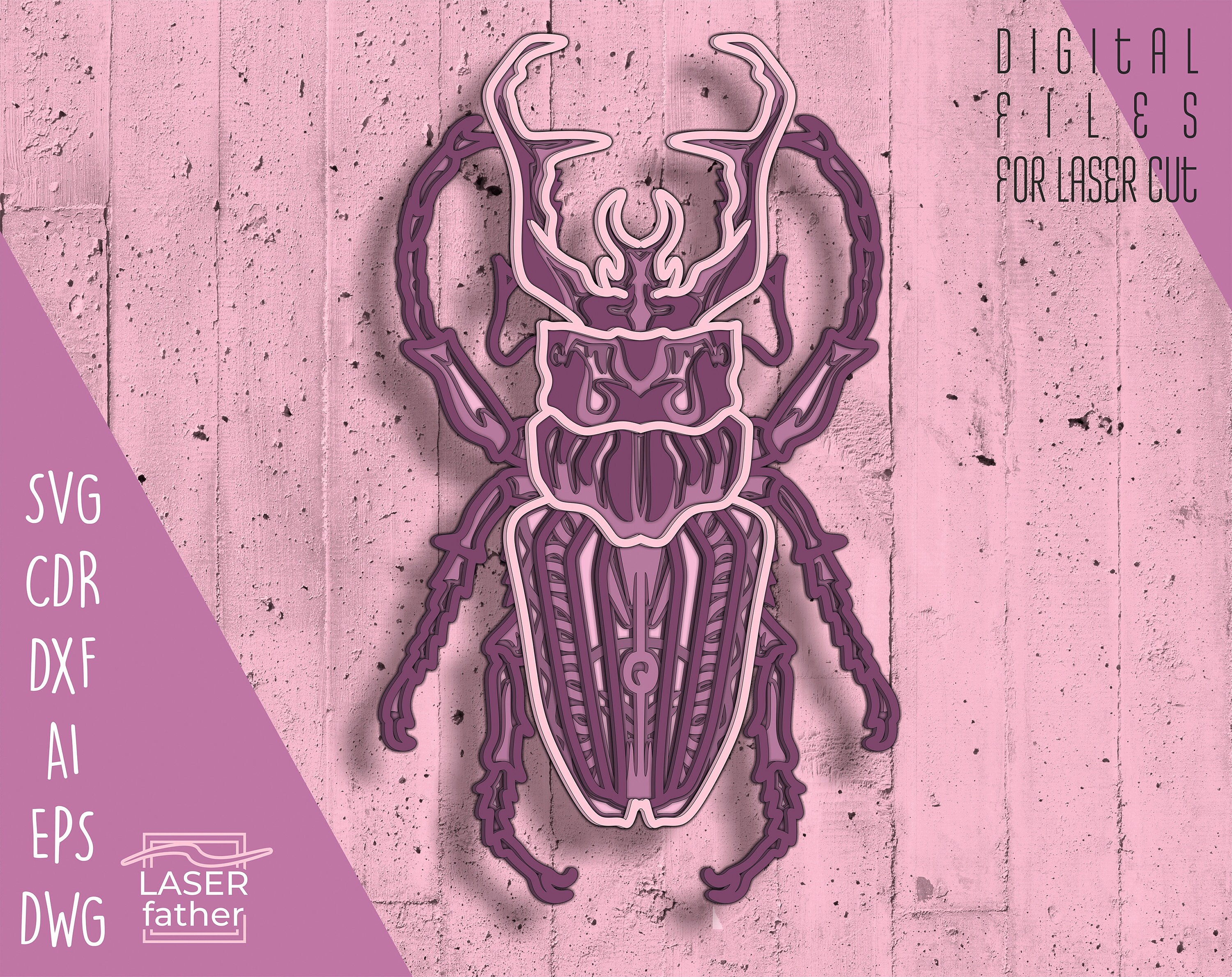 Layered SVG Scarab Beatle 3D Design for Laser Machines, Classroom Decor ...