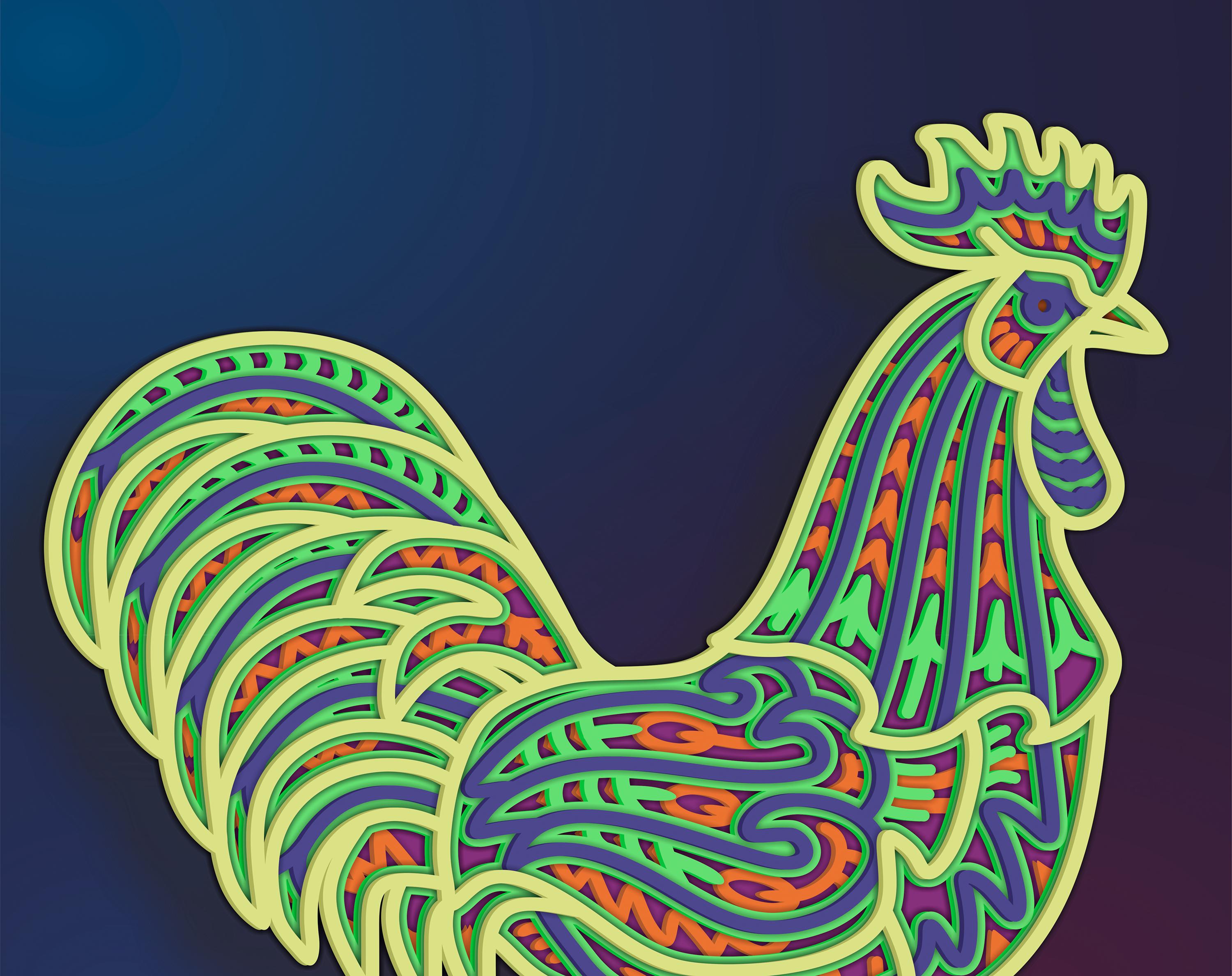 Rooster Vector, Chicken DXF, Farm Animal SVG, 3D Laser Cut, Layered ...