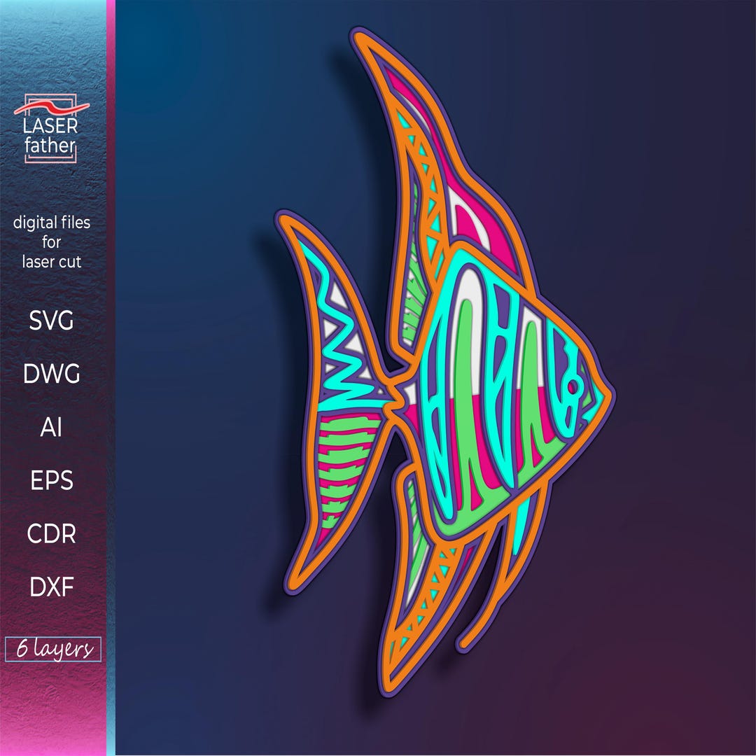 Fish Laser Cut, Ocean Animal SVG, Marine DXF, Laser Cutting Designs ...