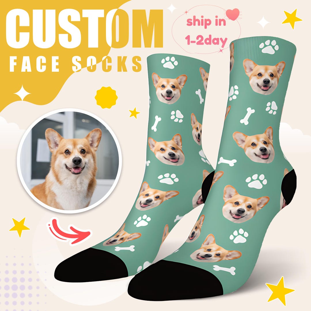 Personalized Dog Socks,custom Pet Photo Socks,pet Portrait Socks,dog ...