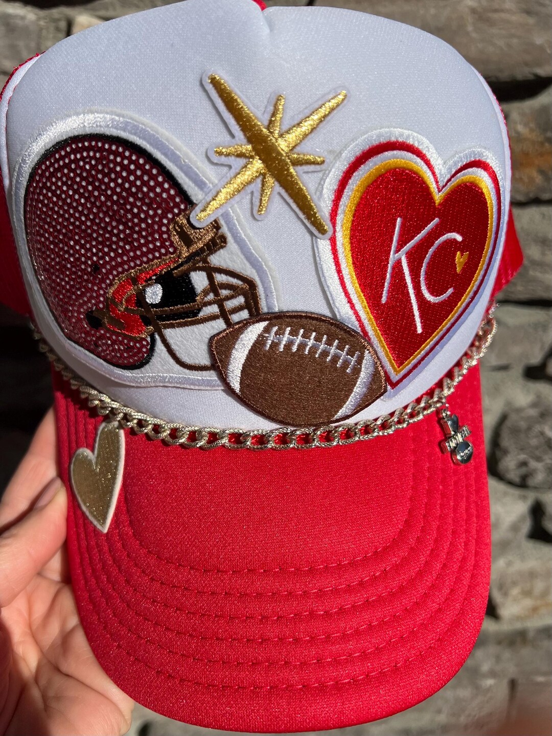 Kansas City Chiefs Hat, Red & White Otto Cap With Charms - Etsy