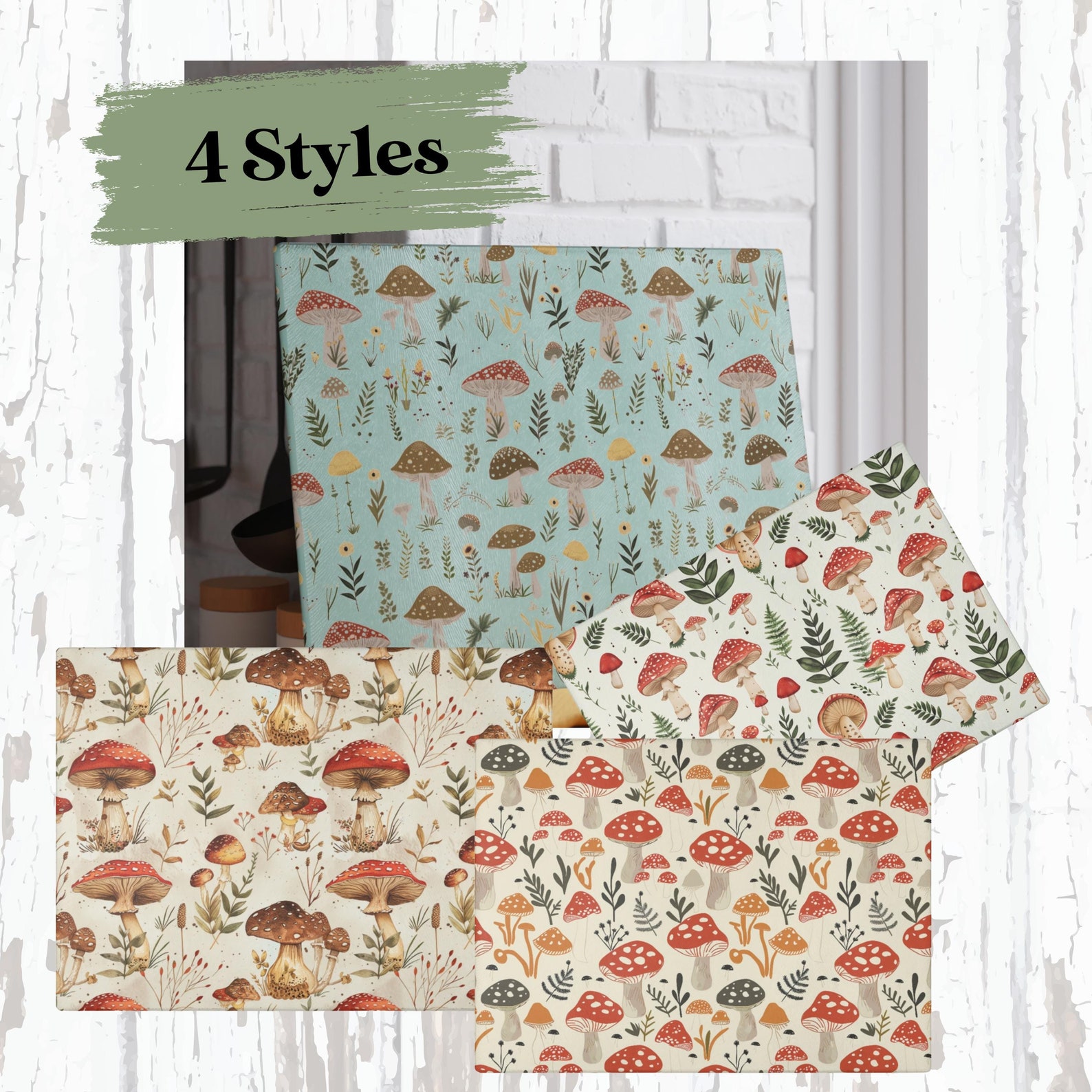 Cottagecore Mushroom Glass Cutting Board, Decorative Kitchen ...