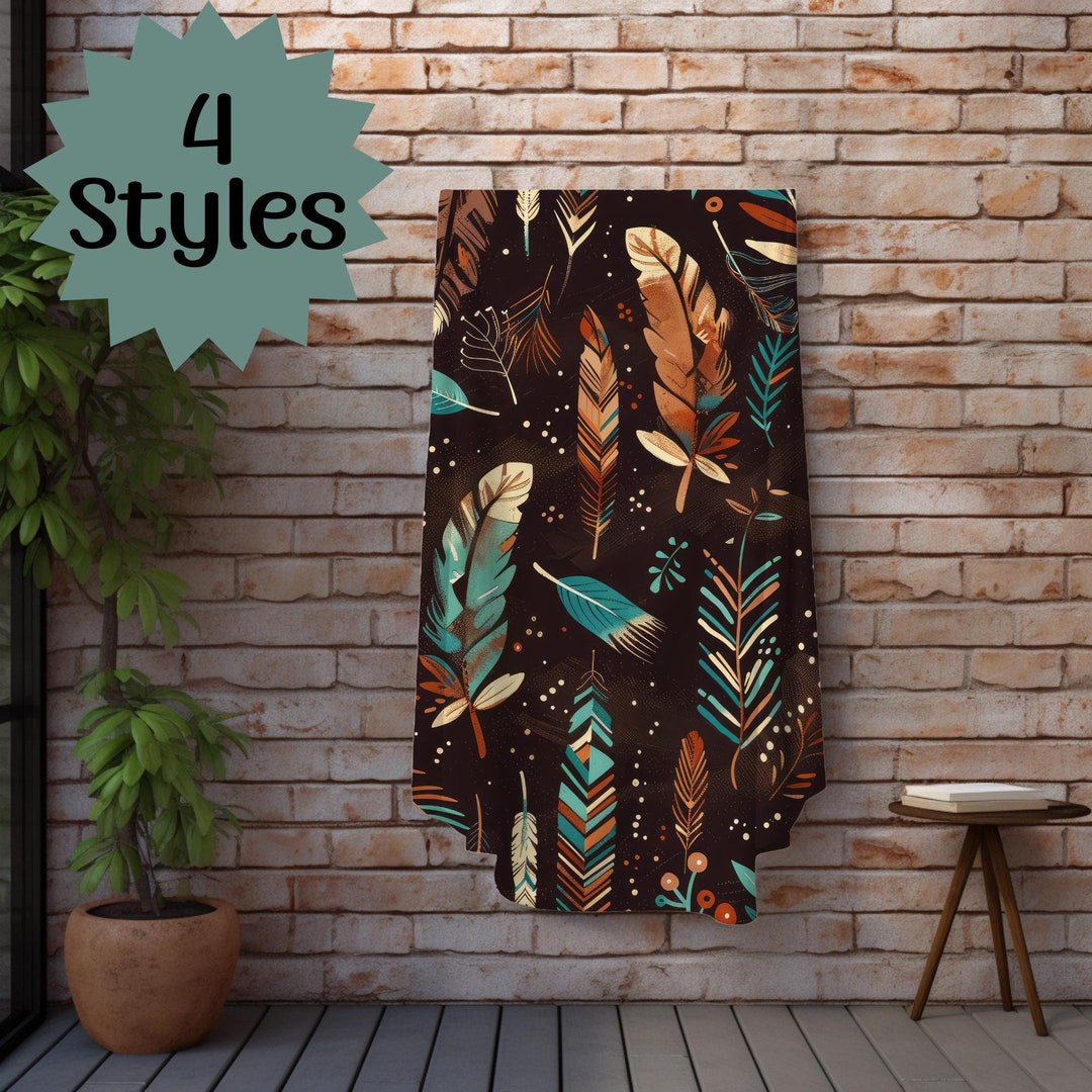 Boho Feathers Blanket, Sofa Throw, Velveteen Blanket, Boho Feathers ...