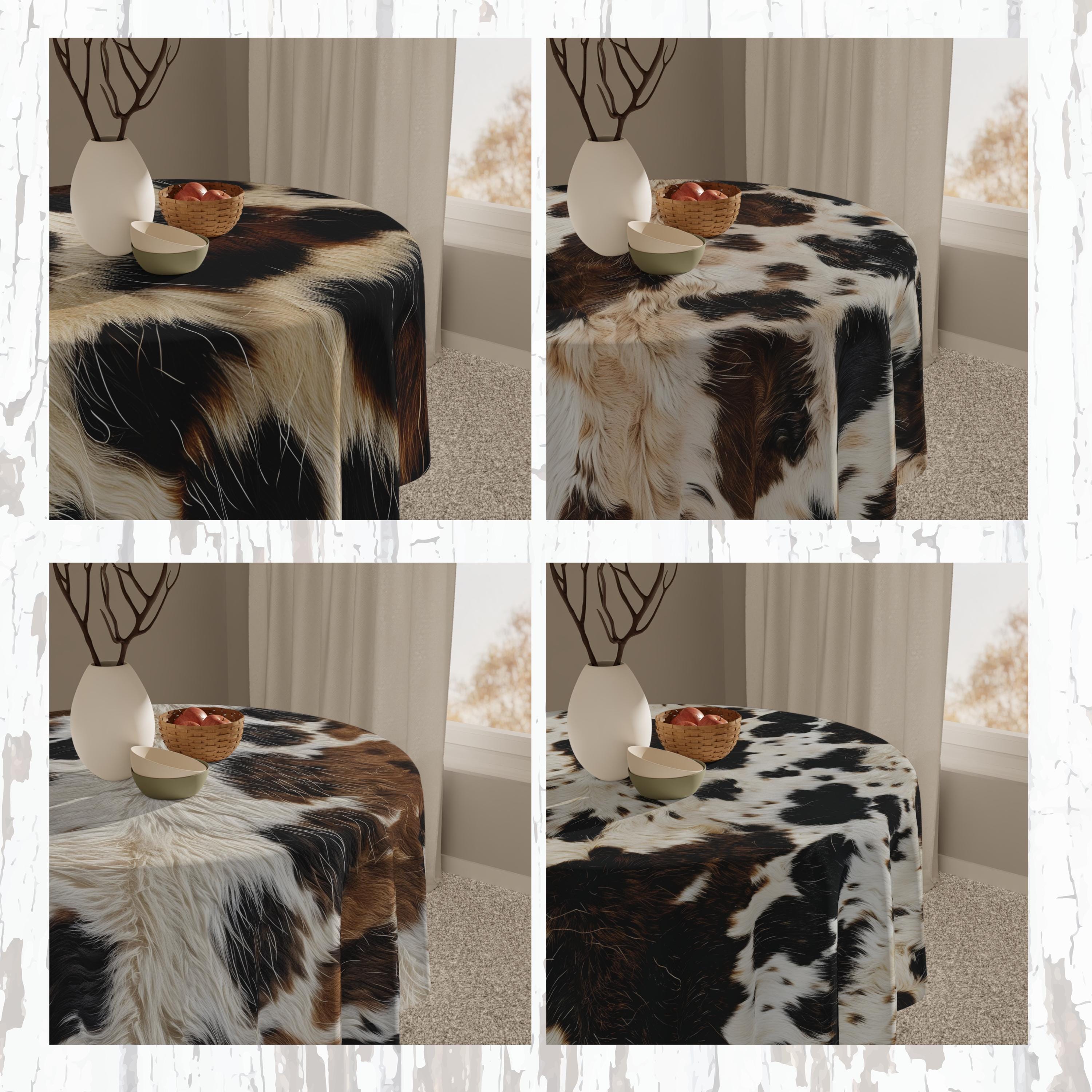 Faux Cowhide Tablecloth, Western Style Dining Decor, Faux Hide Kitchen ...