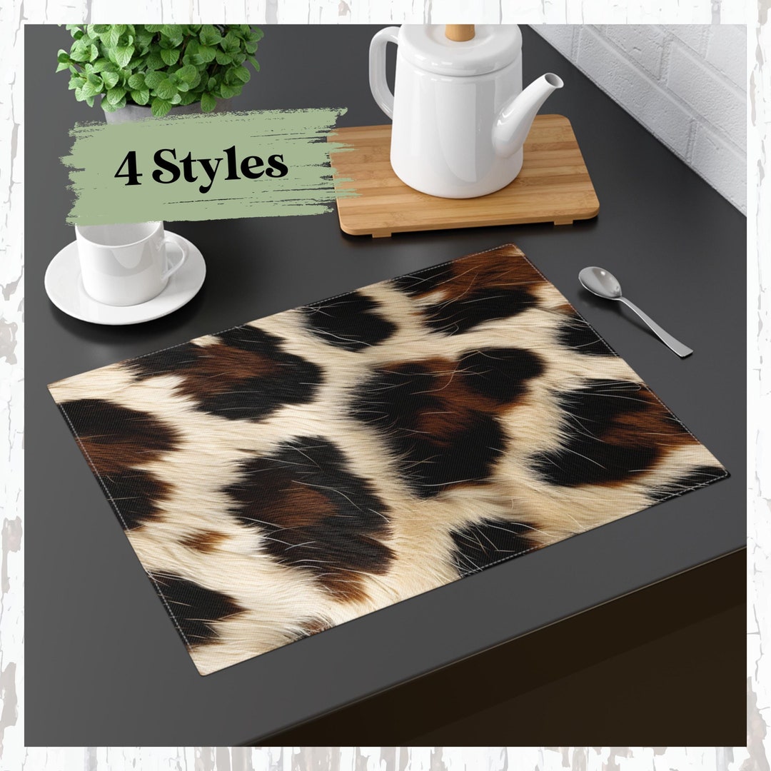 Cowhide Placemat, Faux Leather Dining Table Mat, Western Home Decor ...