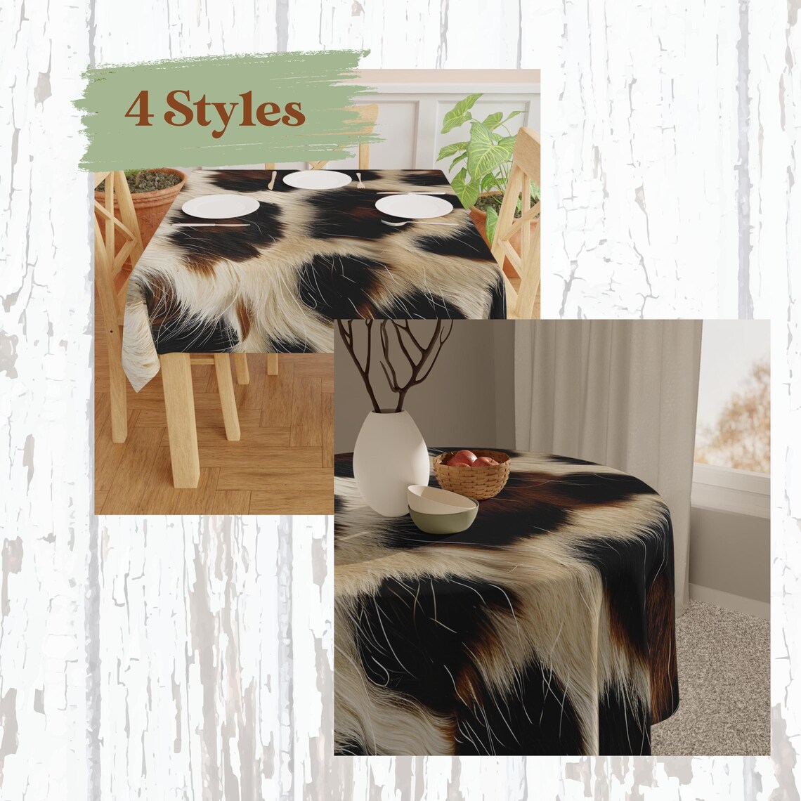 Faux Cowhide Tablecloth, Western Style Dining Decor, Faux Hide Kitchen ...