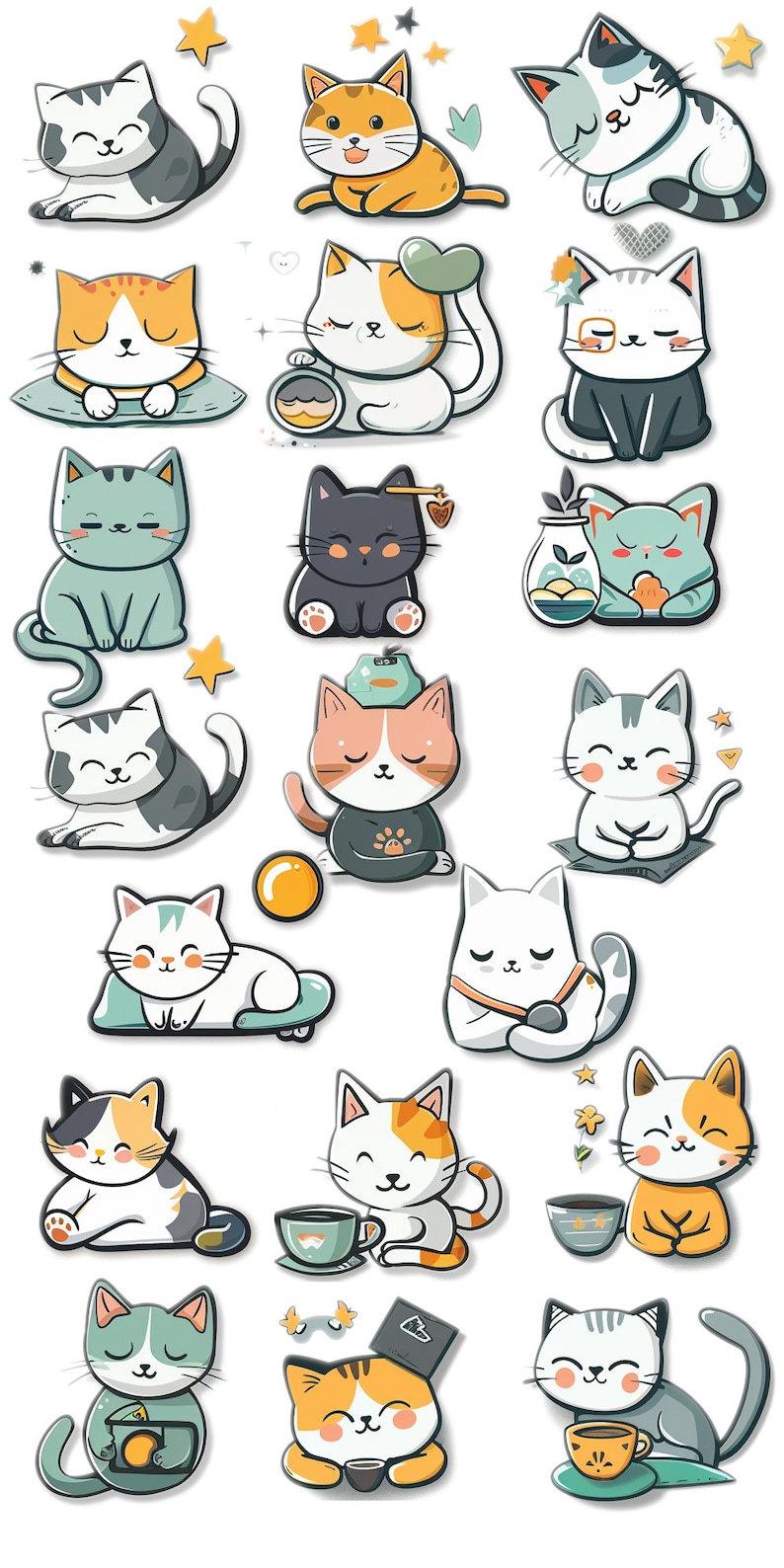 Cute Cat Stickers - We Can Customize for You Based on Your Cats - Etsy