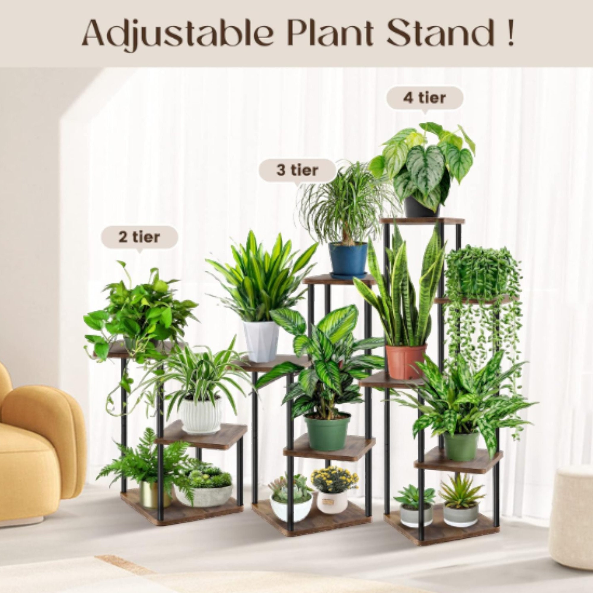 Plant Stand Indoor, 4 Tier Plant Stands for Indoor Plants, Tiered ...