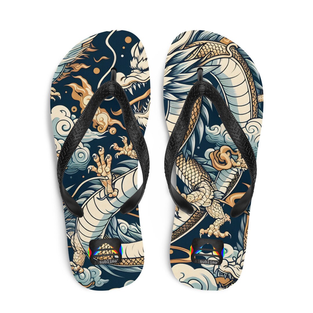 Chinese Flying Dragon Flip-flops - Etsy