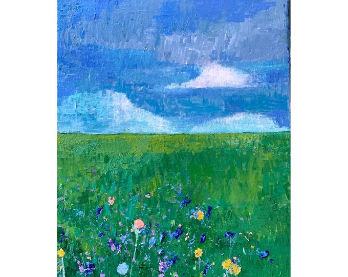 Fields , Original Abstract Landscape, Acrylic Painting on Stretched ...