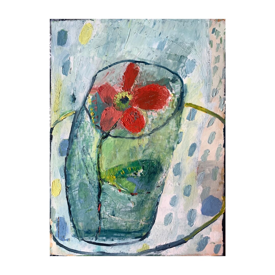 Poppy, Original Oil Painting on Cotton Paper, 11x15, Home Decor, Wall ...