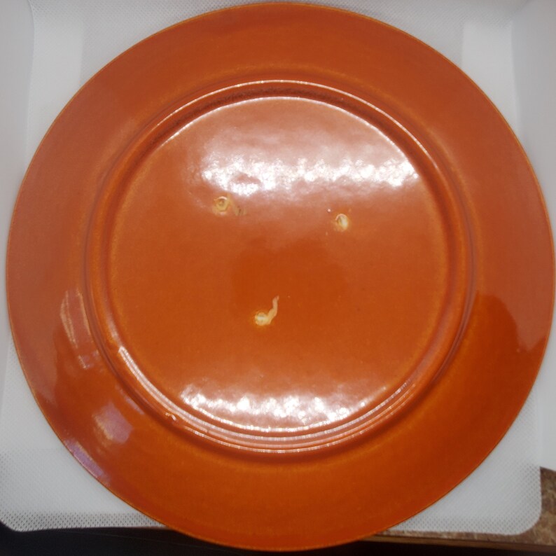 Vintage Bauer Plainware Orange Luncheon Plate radioactive Red, Unmarked ...