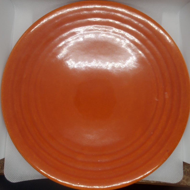 Vintage Bauer Plainware Orange Luncheon Plate radioactive Red, Unmarked ...