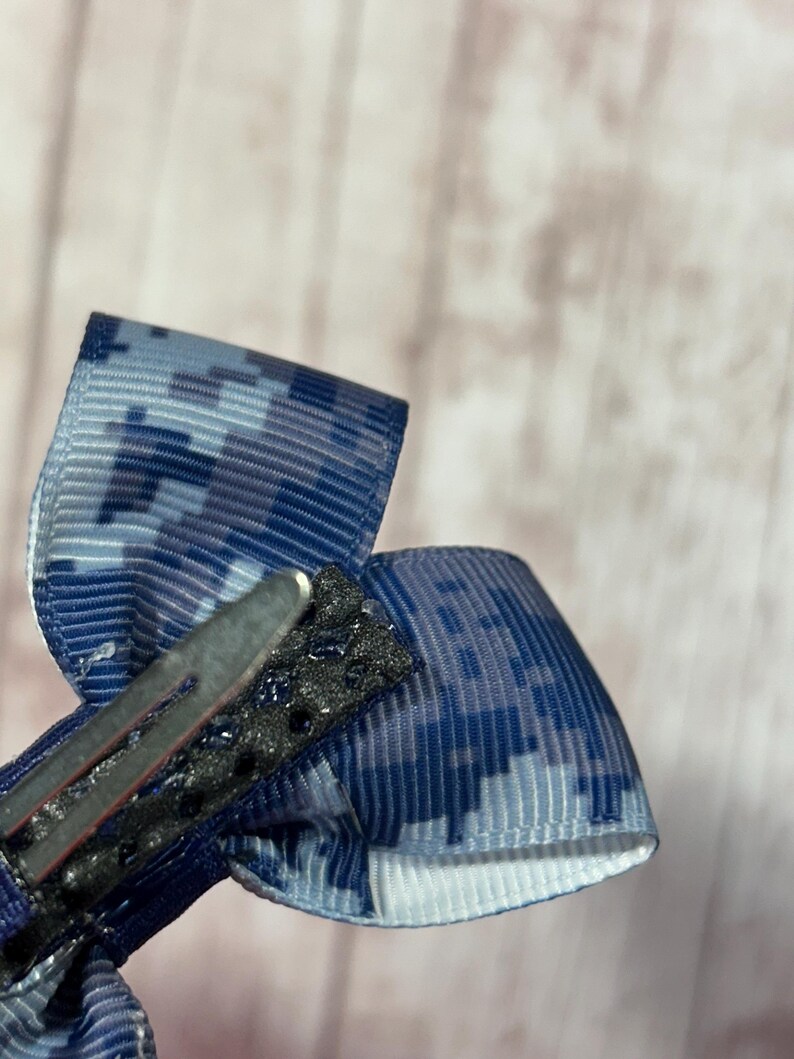 Navy Blue Digital Camo Camouflage Dainty Hair Bow Lace Headband Newborn ...