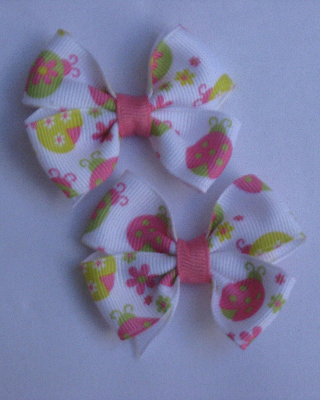 Pink Ladybugs Pigtail Hair Bow, 2” Hair Bow, Pink Ladybugs Hairbow Clip ...