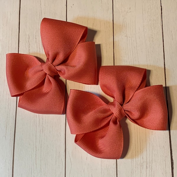 Coral Hair Bows - Etsy
