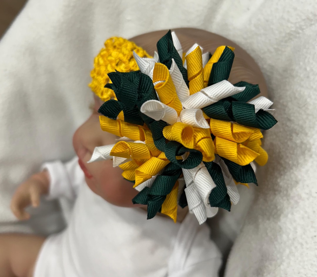 Green Bay Packers Football4” Korker Curlies Boutique Hair Bow Headband ...