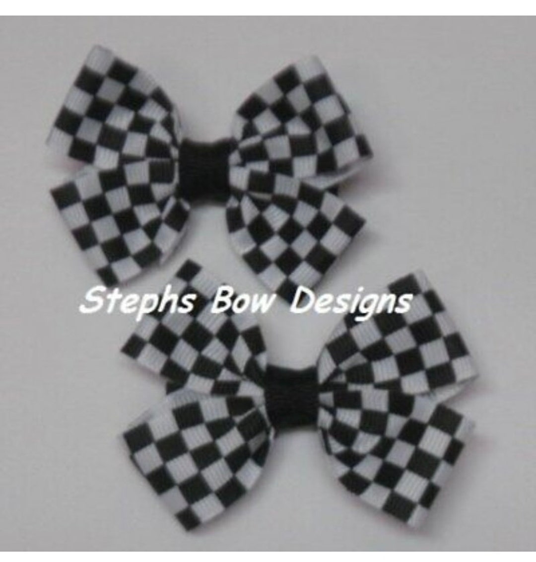 Black & White Checkerboard Pigtail Hair Bow, Hairbow, so Cute On ...