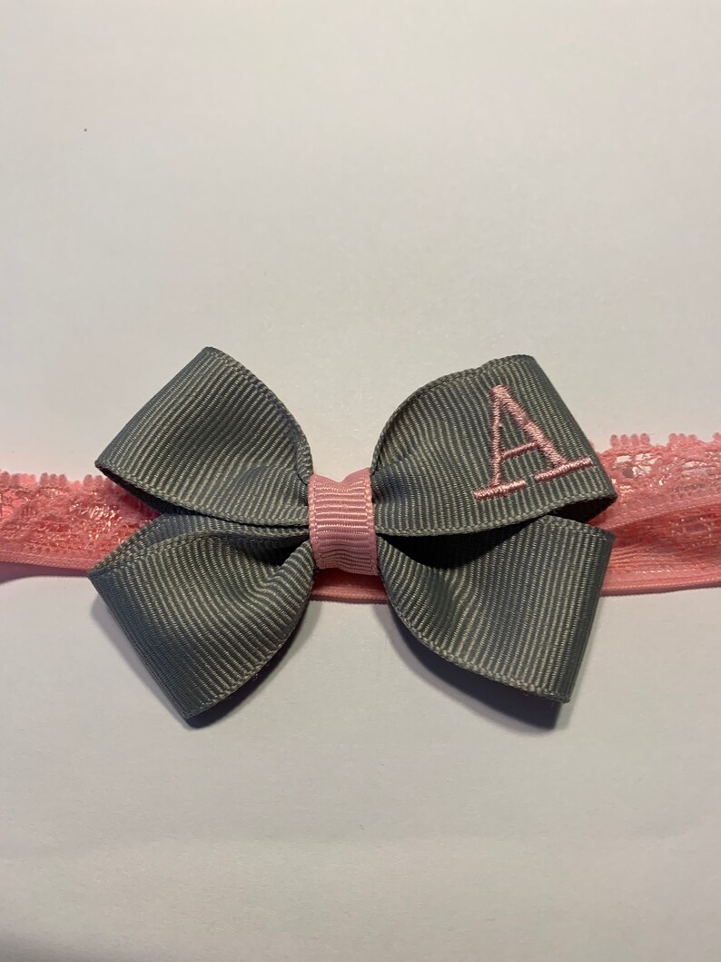 Grey & Pink Gray Monogrammed Personalized Letter Dainty Hair | Etsy