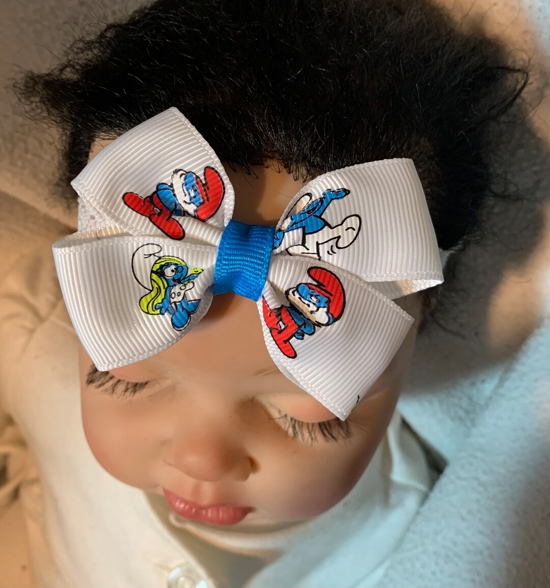 Smurfs Smurfette Hair Bow White Soft Headband Smurf Newborn - Etsy
