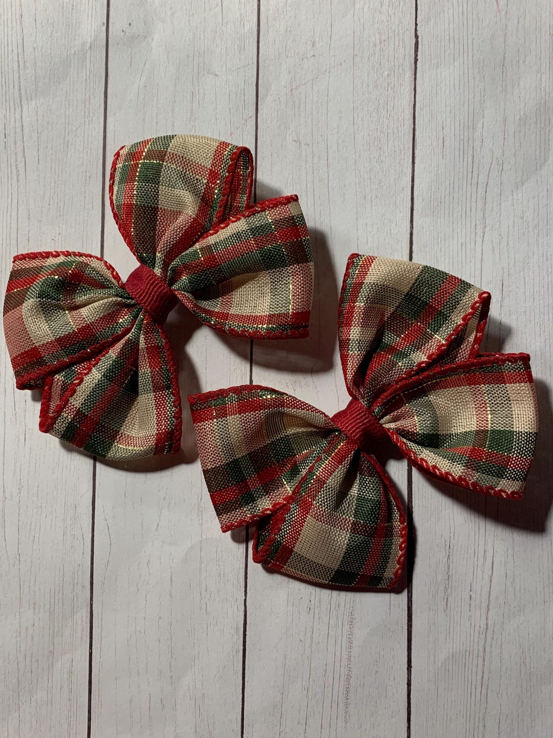 Christmas Plaid Hair Bow, so Cute, Ruby Red and Green Plaid Hair Bow, Christmas Plaid Pigtail ...