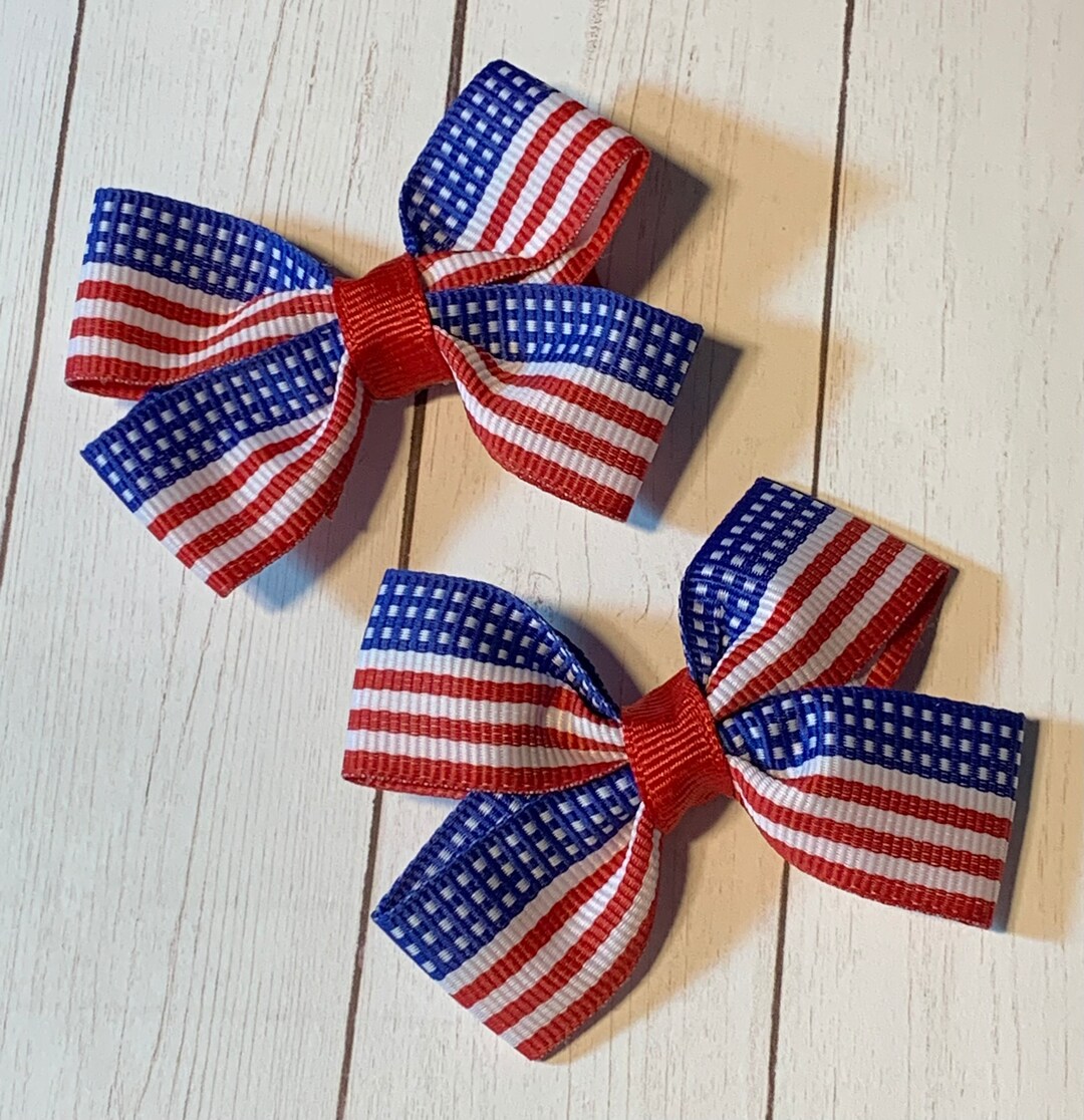American Flag Hair Bow, Americana Hair Bow, USA Patriotic Hair Bow ...