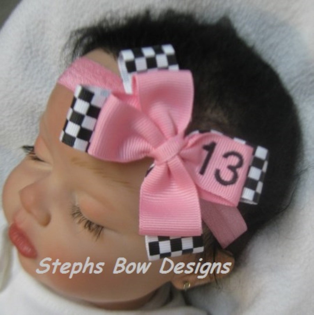 Pink With Black & White Checkered Checker Racing Flag NASCAR Dainty ...